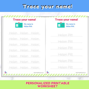 Trace Your Name Personalized Worksheets Digital Download Custom Name ...