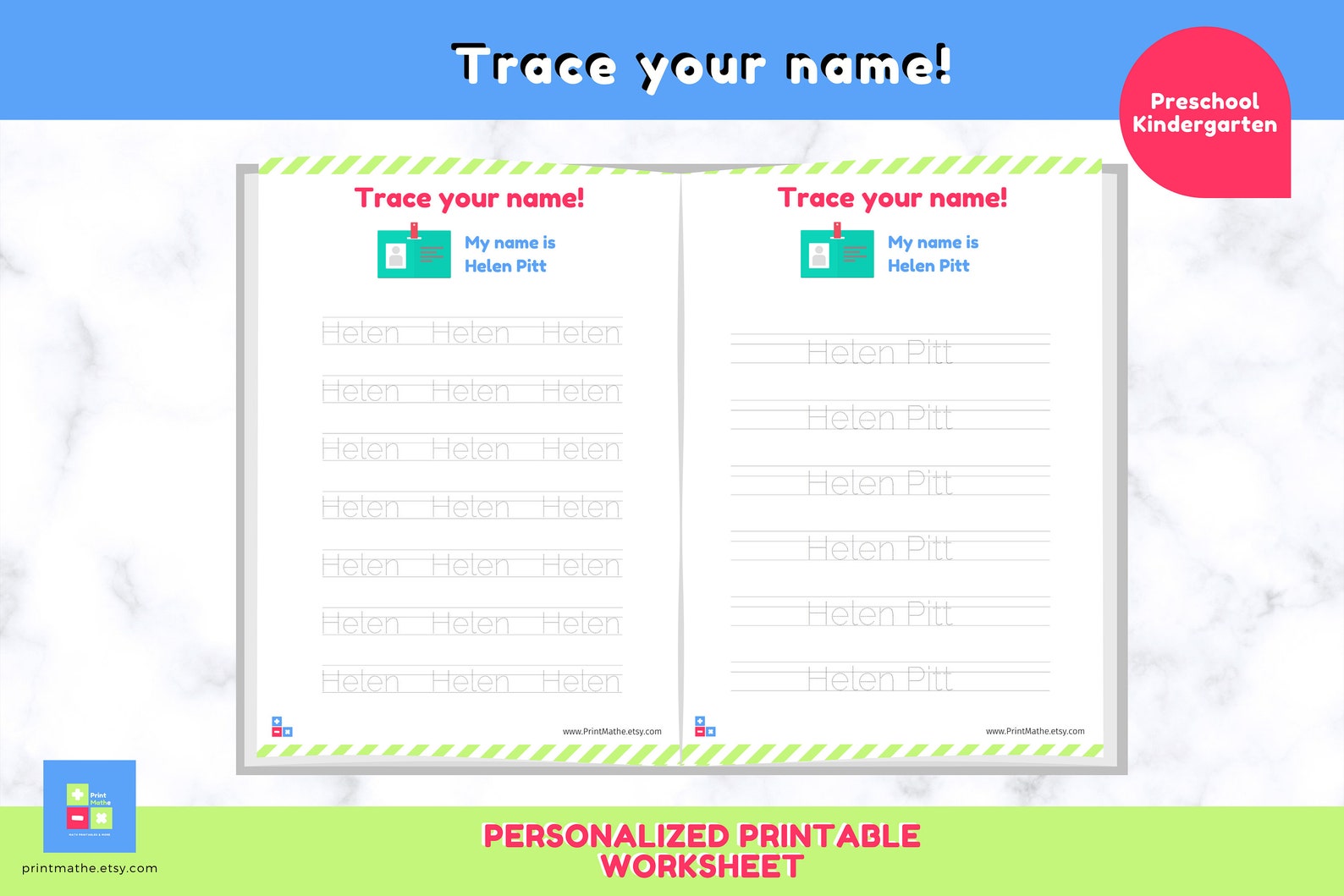 Trace Your Name Personalized Worksheets Digital Download Custom Name ...