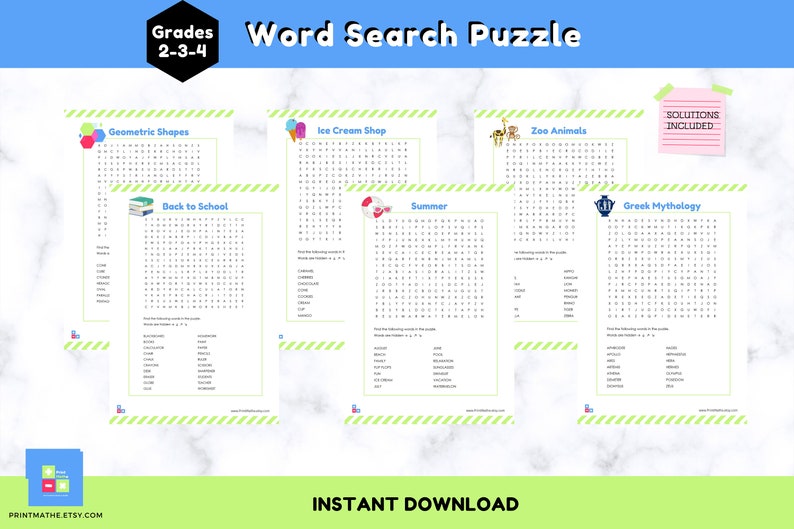 Printable Word Search Puzzles for Kids Spelling and - Etsy Ireland