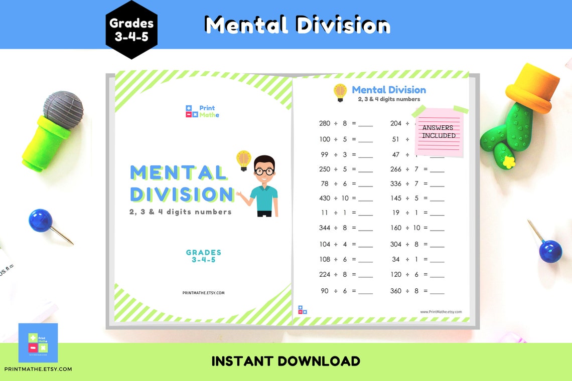 Mental Division Printable Workbook 3 or 4 Digit Numbers - Etsy