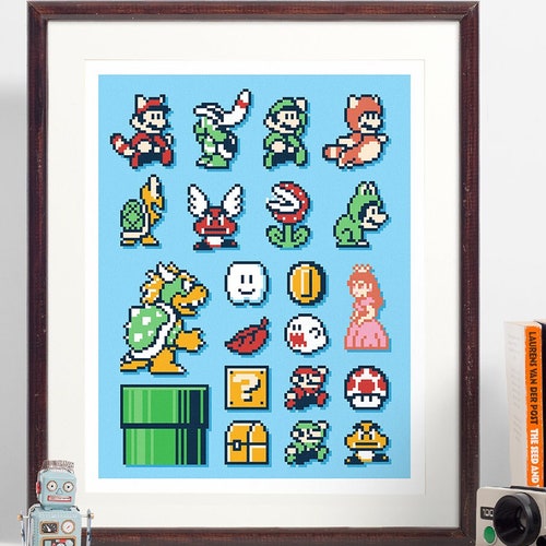 8-bit Mario Ghost boo Wooden Pixel Fan Art - Etsy