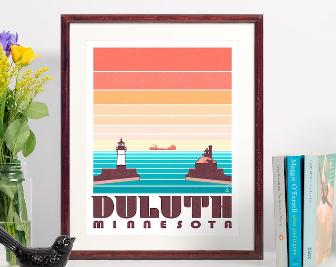Duluth Retro Art Print. Canal Park Duluth, Aerial Lift Bridge ...