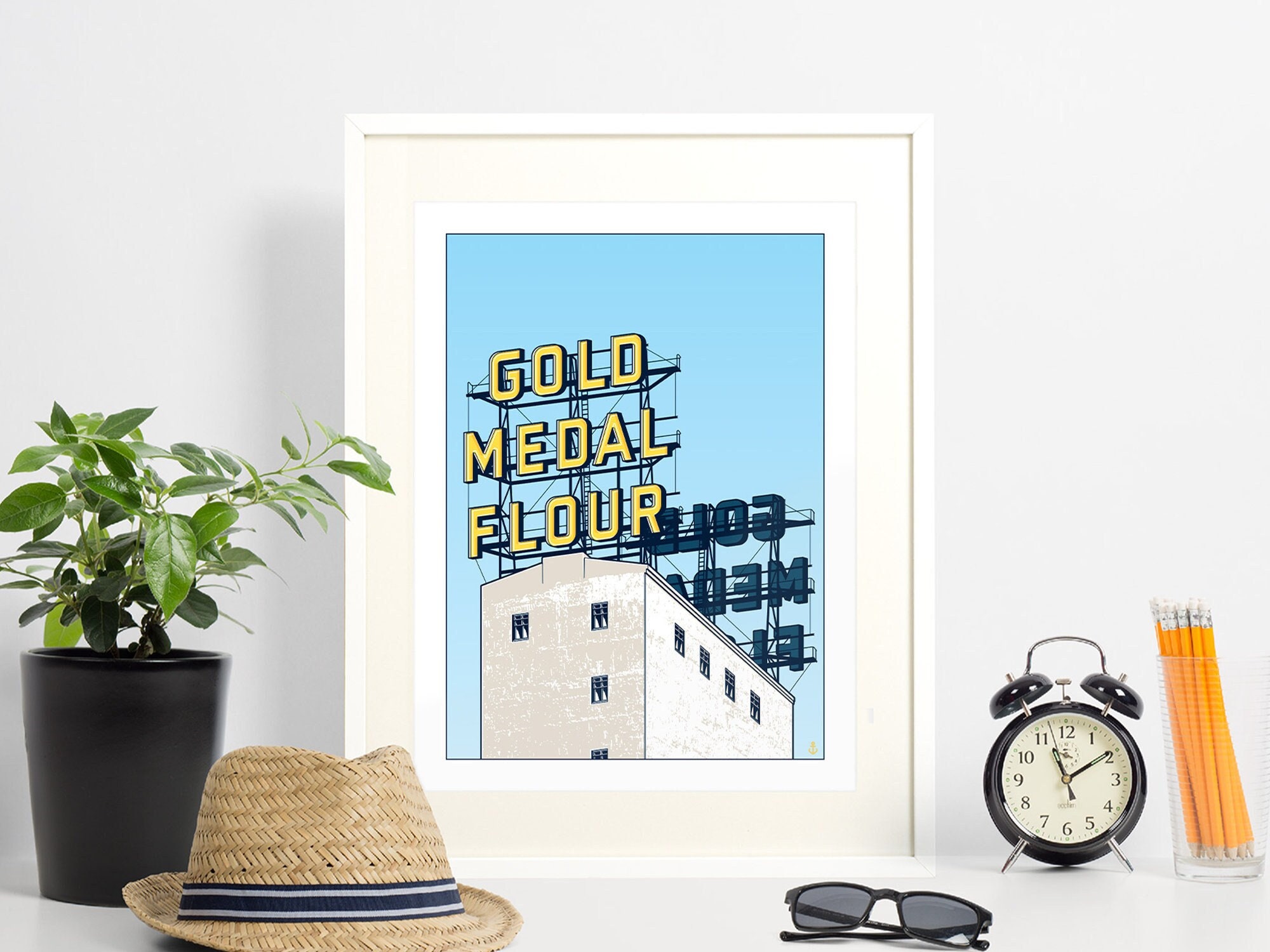 Gold Medal Floor Sign. Bright, Fun Colorful Art Print. Classic ...