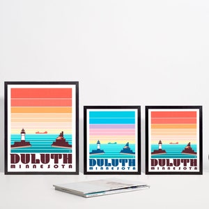 Duluth Retro Art Print. Canal Park Duluth, Aerial Lift Bridge ...