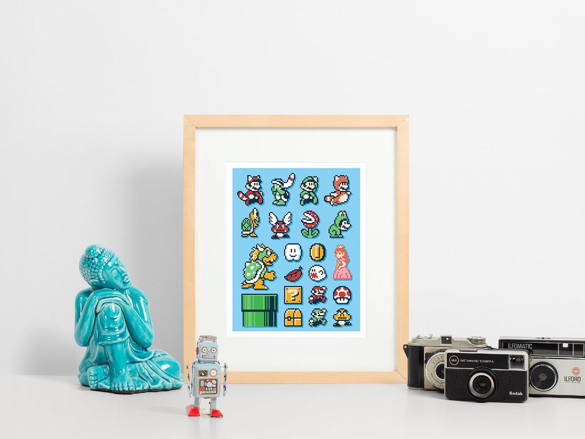 Super Mario Bros 3 Pixel Art. Retro 8-bit Gaming Nintendo NES. - Etsy
