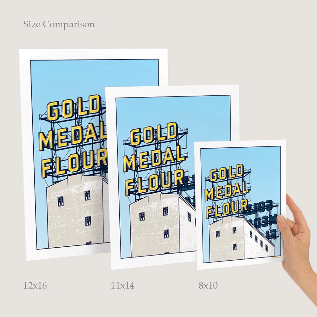 Gold Medal Floor Sign. Bright, Fun Colorful Art Print. Classic ...