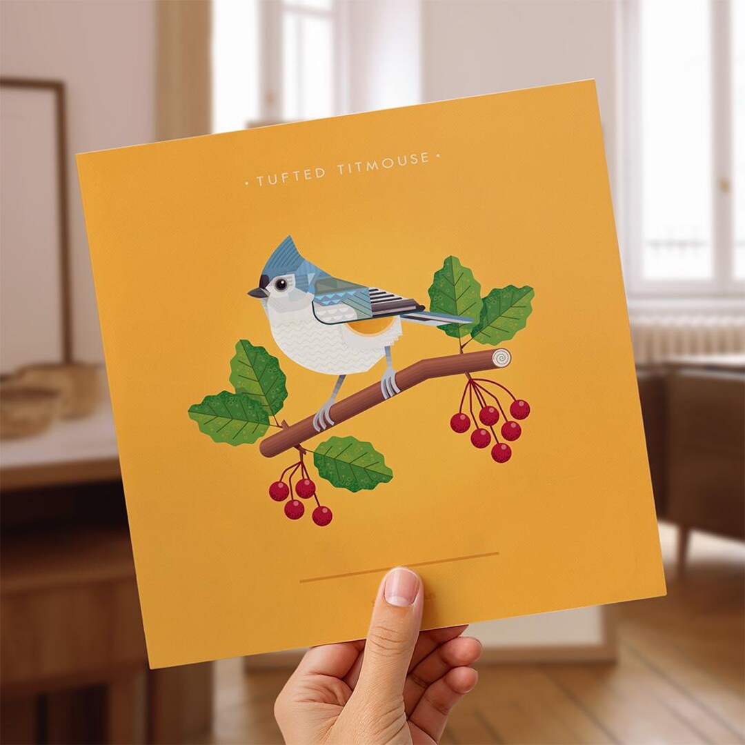 Tufted Titmouse Inspired Bird Print. Contemporary Geometric Vintage ...