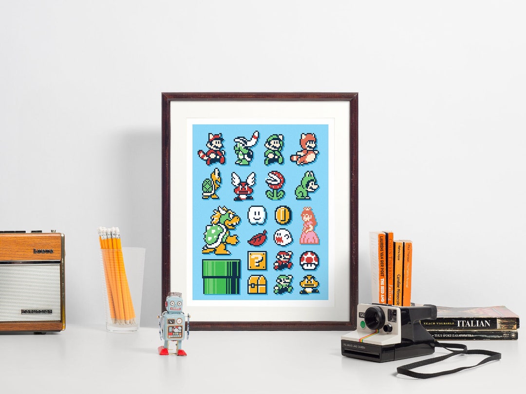 Super Mario Bros 3 Pixel Art. Retro 8-bit Gaming Nintendo NES. Fun Fan ...