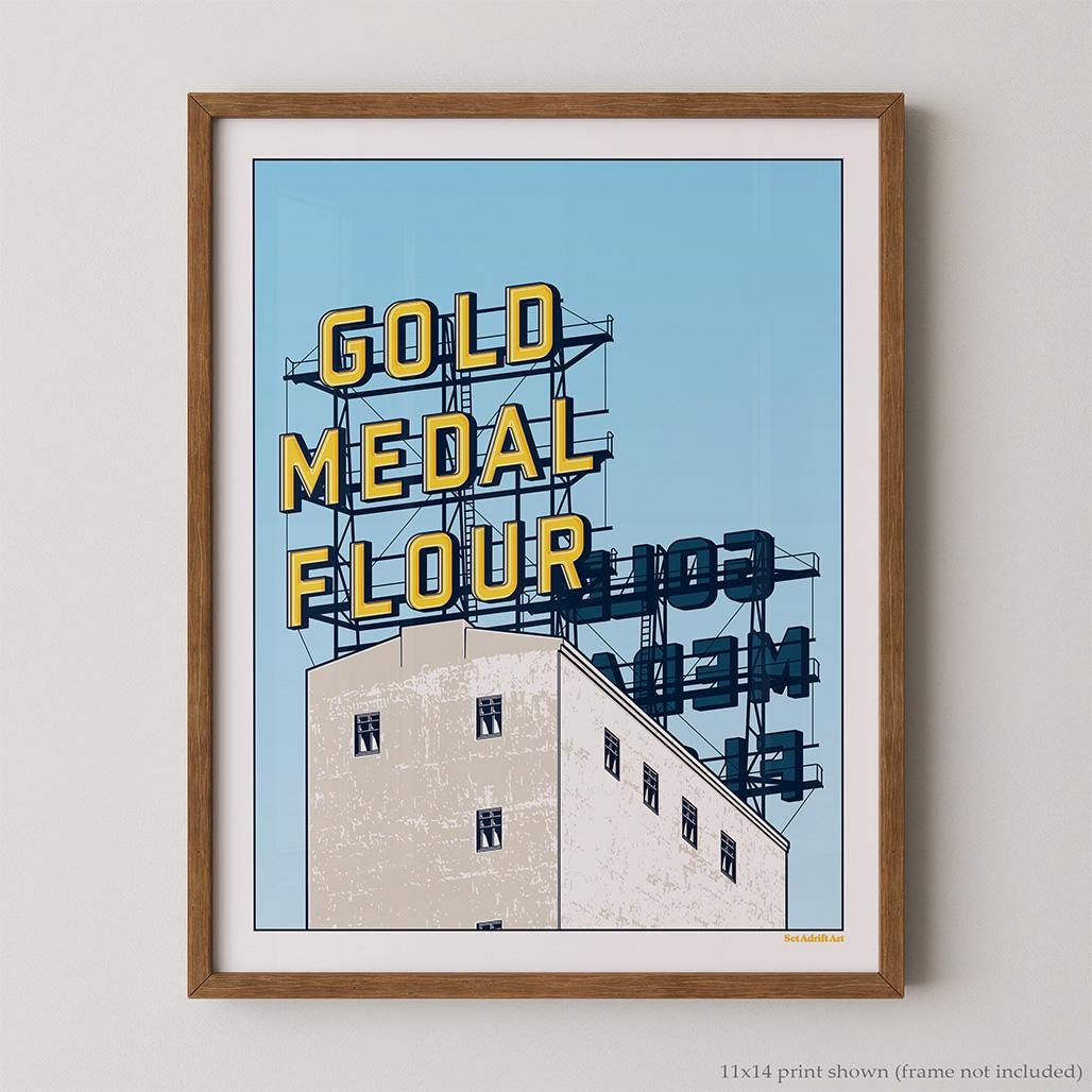 Gold Medal Floor Sign. Bright, Fun Colorful Art Print. Classic ...