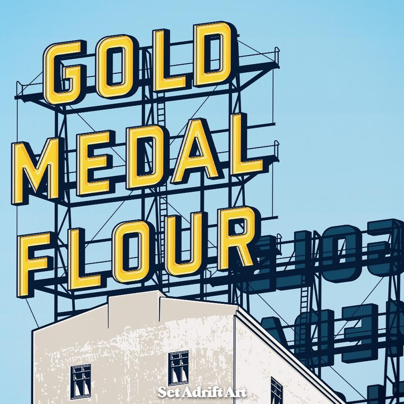 Gold Medal Floor Sign. Bright, Fun Colorful Art Print. Classic ...