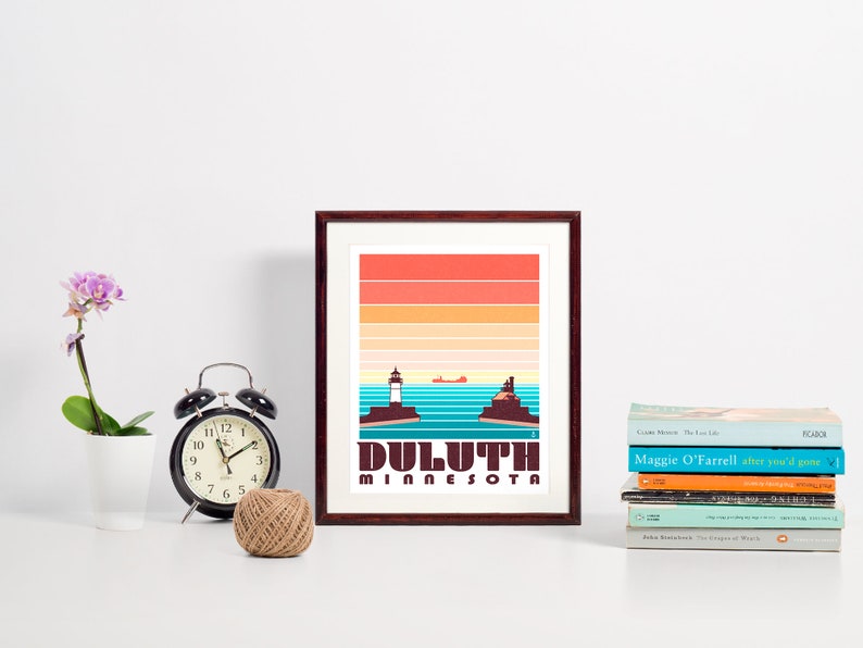 Duluth Retro Art Print. Canal Park Duluth Aerial Lift Bridge - Etsy