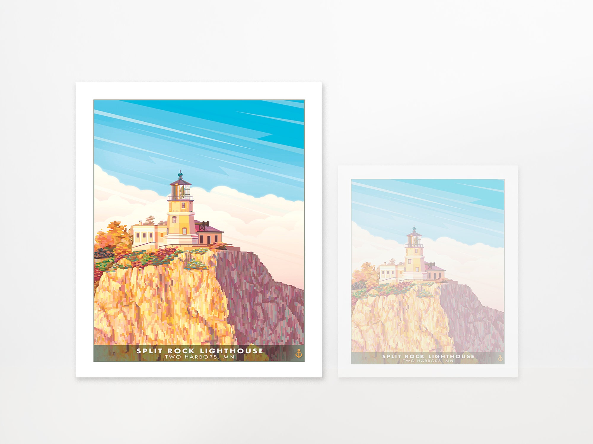 Split Rock Lighthouse Stylized Art Print. Lake Superior - Etsy