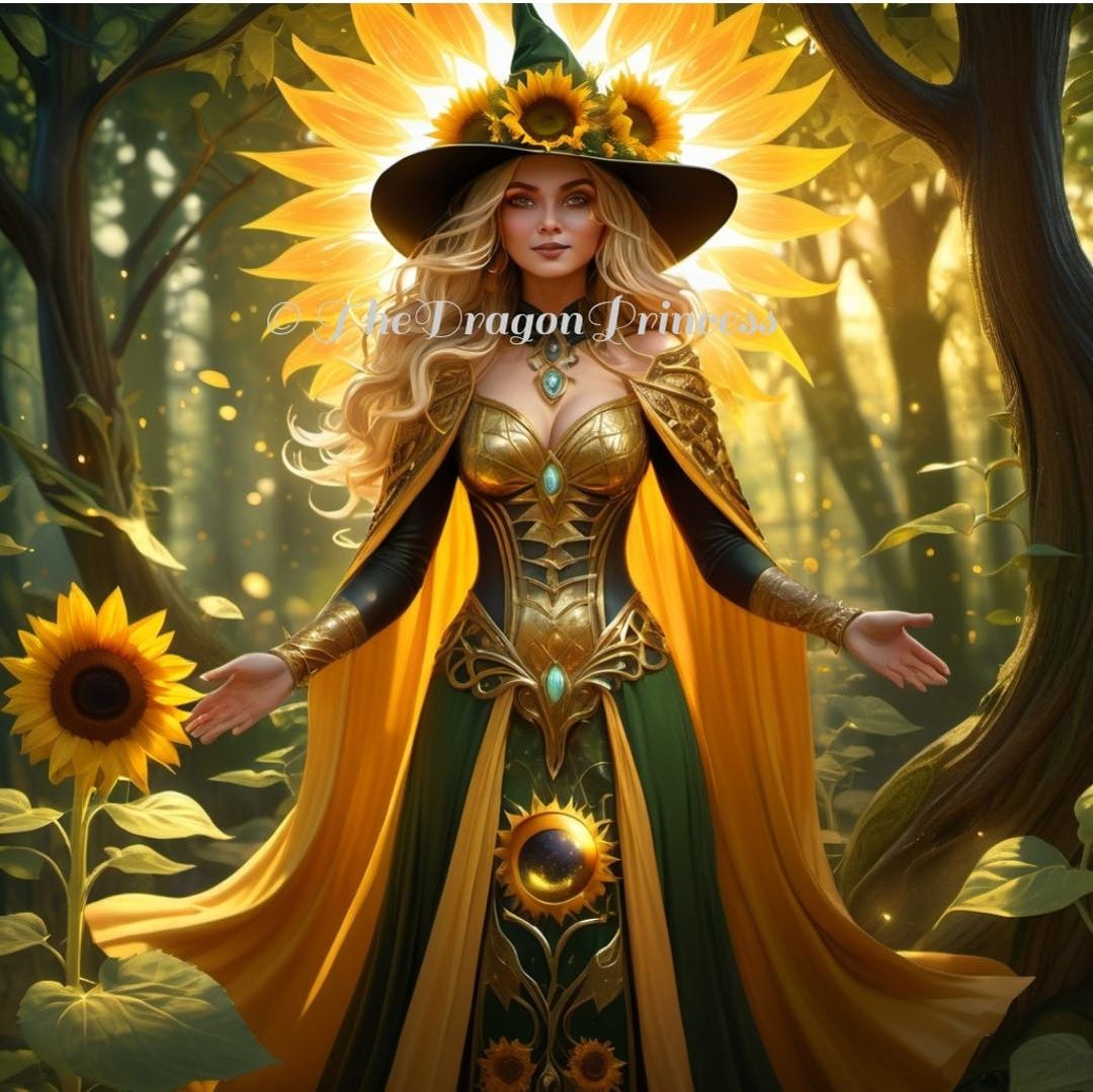 Golden Sunflower Witch Spirit Companion - Etsy
