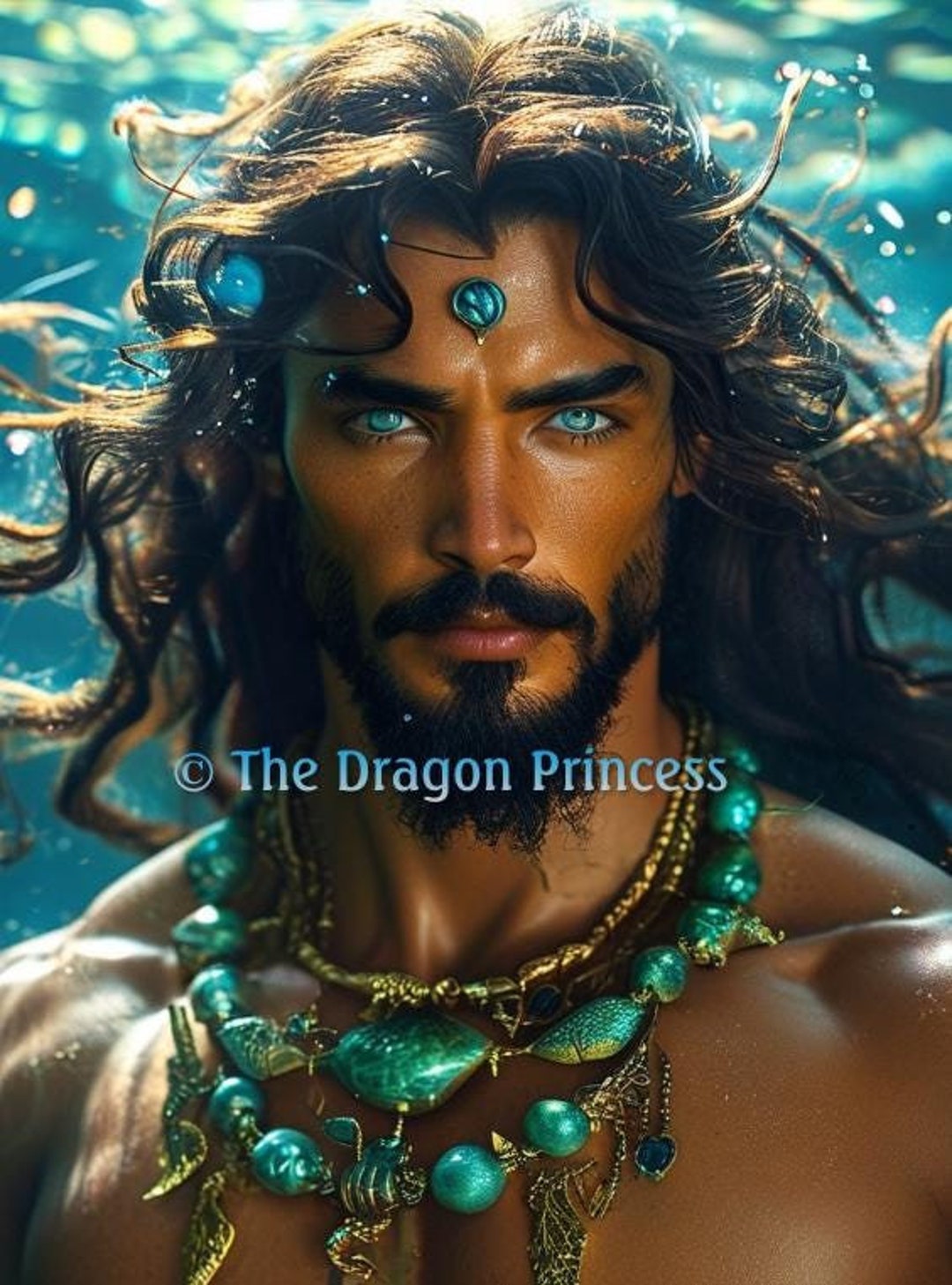 Male Sea Ifrit Djinn Spirit Companion: Guardian of the Ancient Seas - Etsy