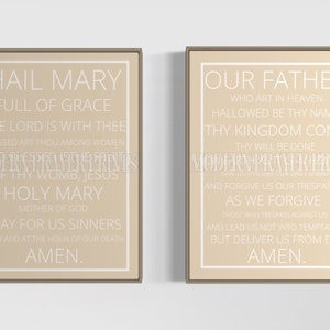 Our Father Prayer and Hail Mary Prayer.set of 2.instant Download.wall ...