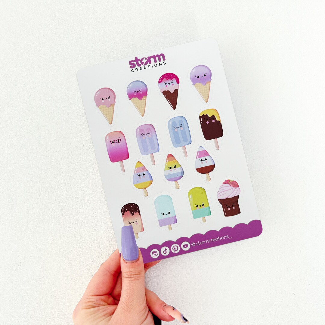 Kawaii Popsicle Sticker Sheet // Kawaii Planner Stickers, Cute Sticker ...