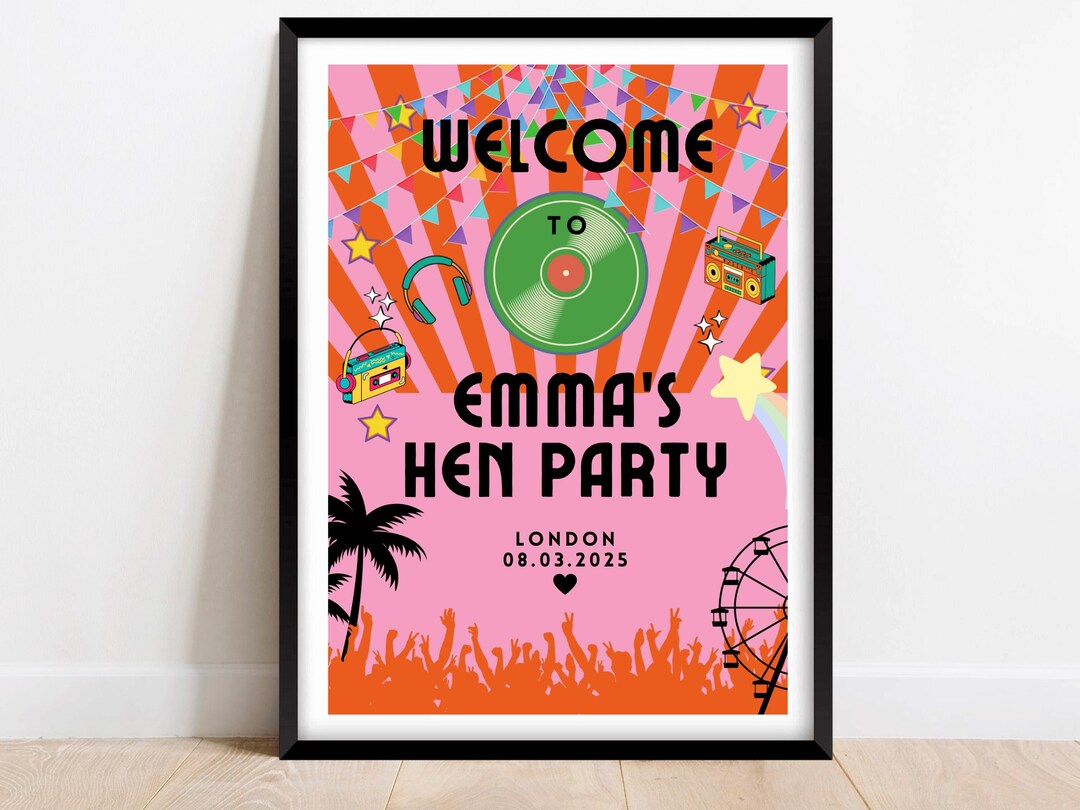 Personalised Welcome Festival Hen Party Sign/ Festival Theme Hen ...