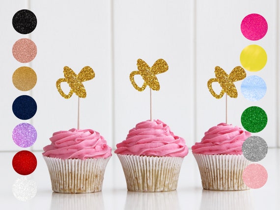 Glitter Dummy Pacifier Cupcake Toppers/ Dummy Baby Shower - Etsy UK