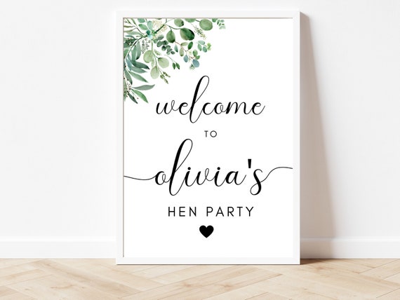 Hen Do Welcome Print/ Bridal Shower Welcome Sign/ Eucalyptus - Etsy