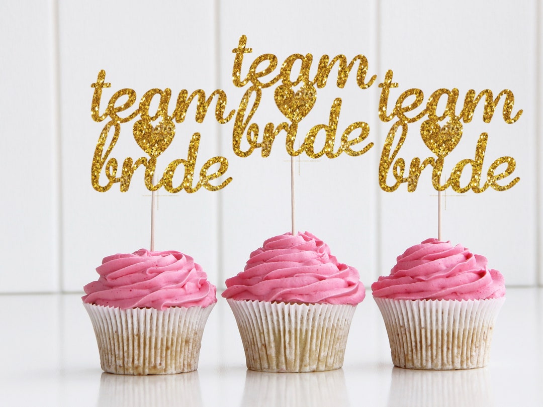 Pink Glitter Team Bride Cupcake Toppers/ Bridal Shower Toppers/ Hen ...