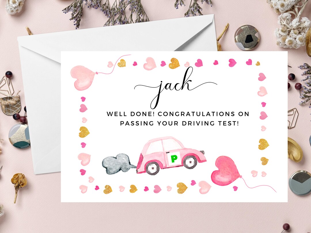 Personalised Driving Test Card/ Passed Driving Test Gift/ Card for ...