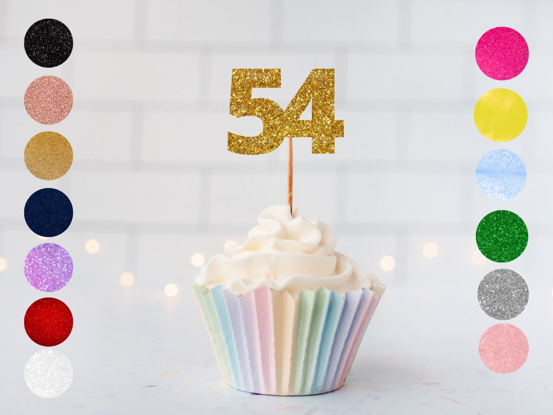 Number Fifty Four Cupcake Glitter Topper/ 54th Wedding Anniversary ...