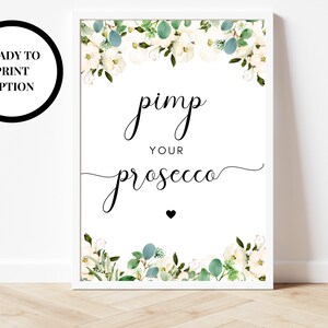 Editable Pimp Your Prosecco Sign/ Floral Wedding Drinks Bar Poster ...