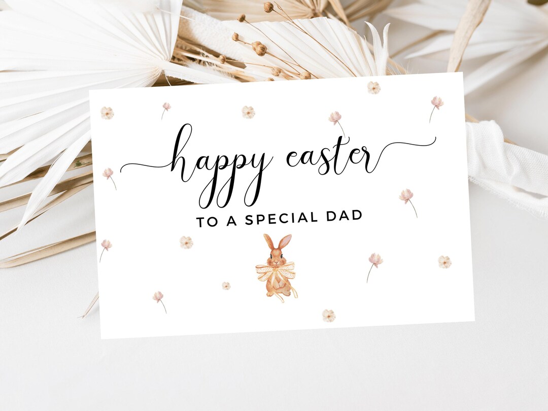 Personalised to a Special Dad Happy Easter Card/ Floral Easter Bunnies ...