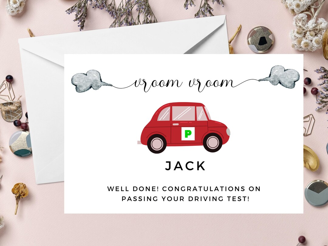 Personalised Driving Test Card/ Passed Driving Test Gift/ Card for ...