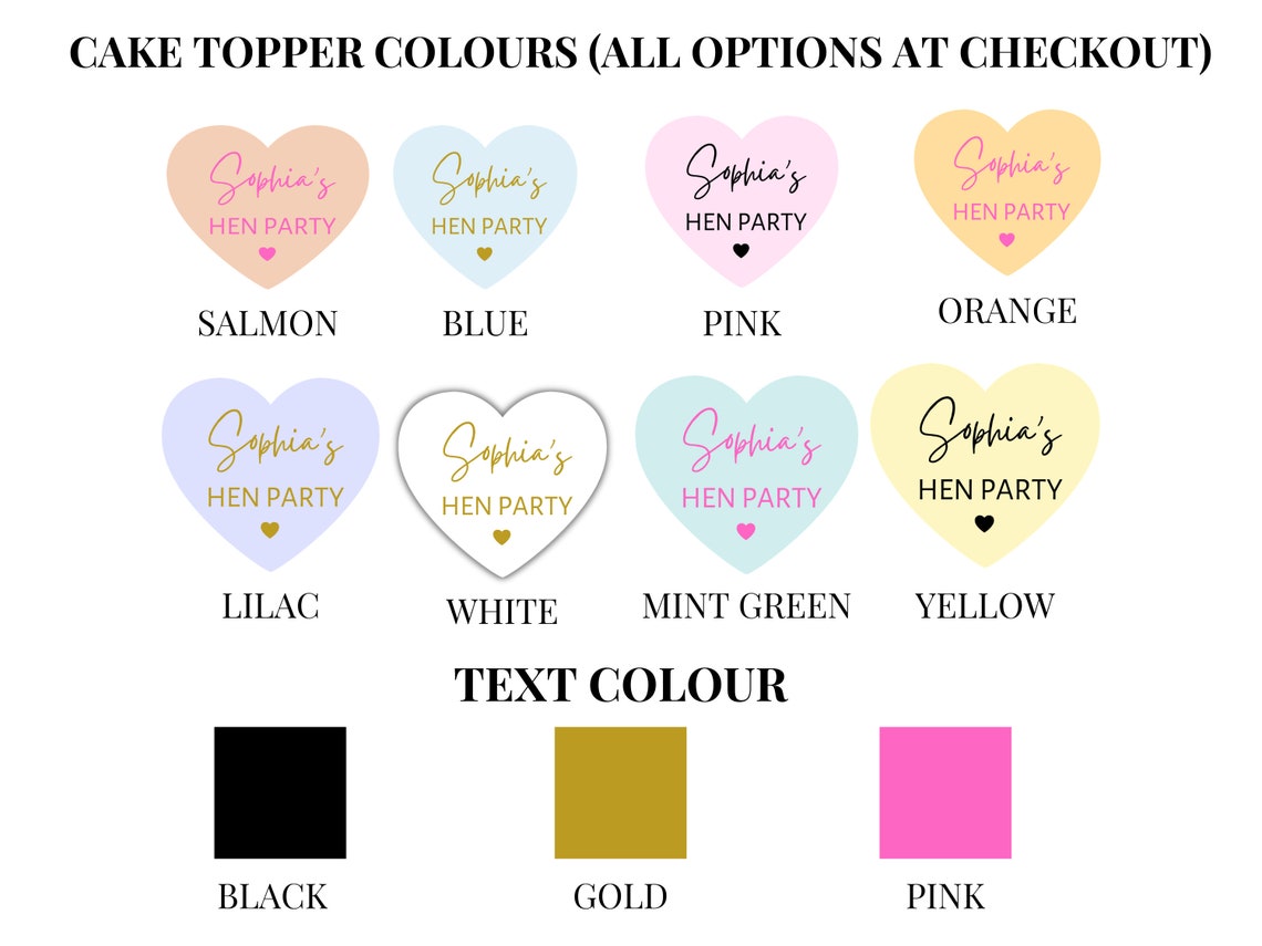 Personalised Hen Party Cupcake Toppers/ Pastel Heart Shaped Bridal ...