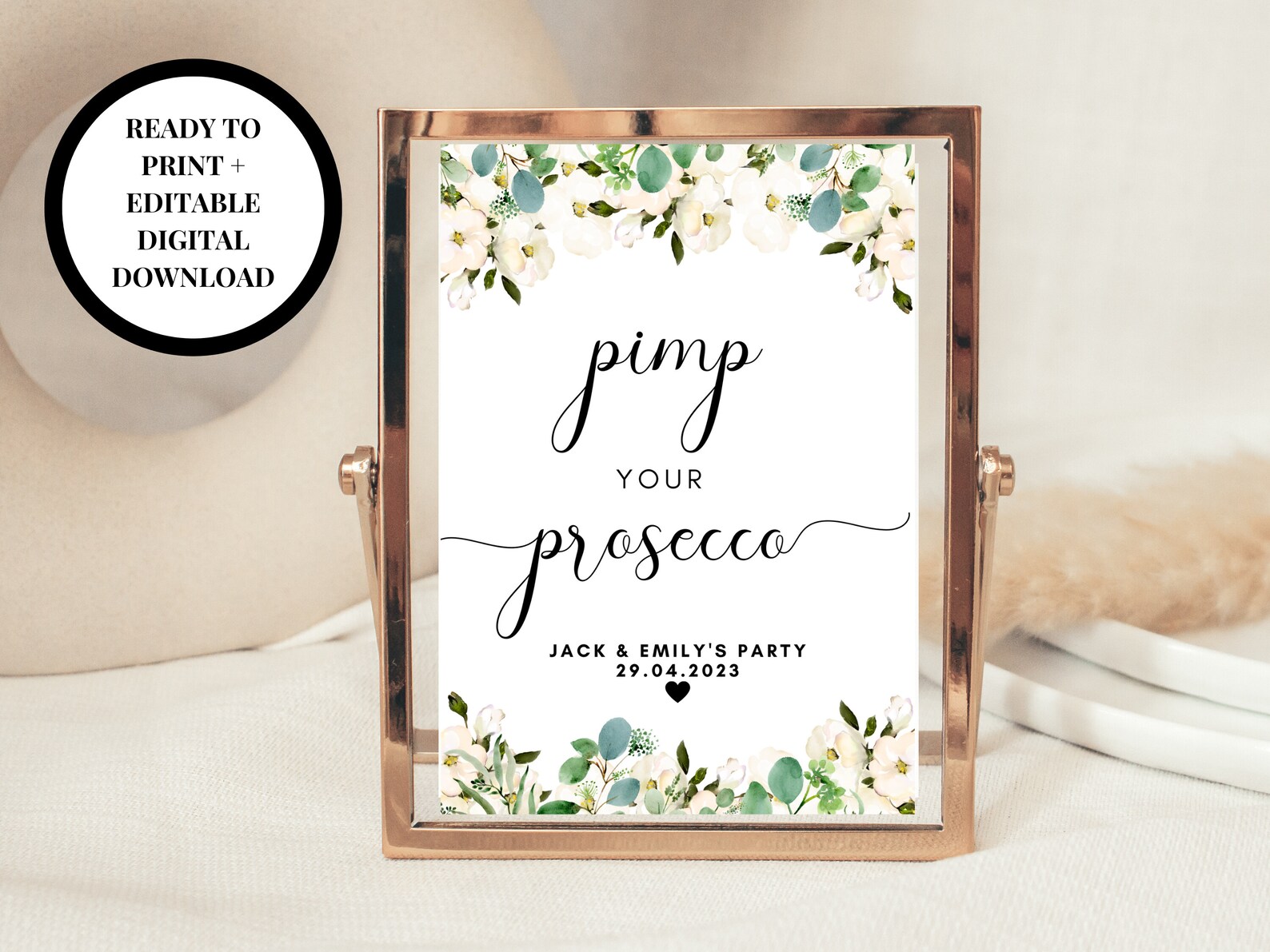 Editable Pimp Your Prosecco Sign/ Floral Wedding Drinks Bar Poster ...