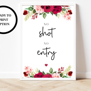 Editable No Shot No Entry Sign/ Red Floral Wedding Reception Party ...