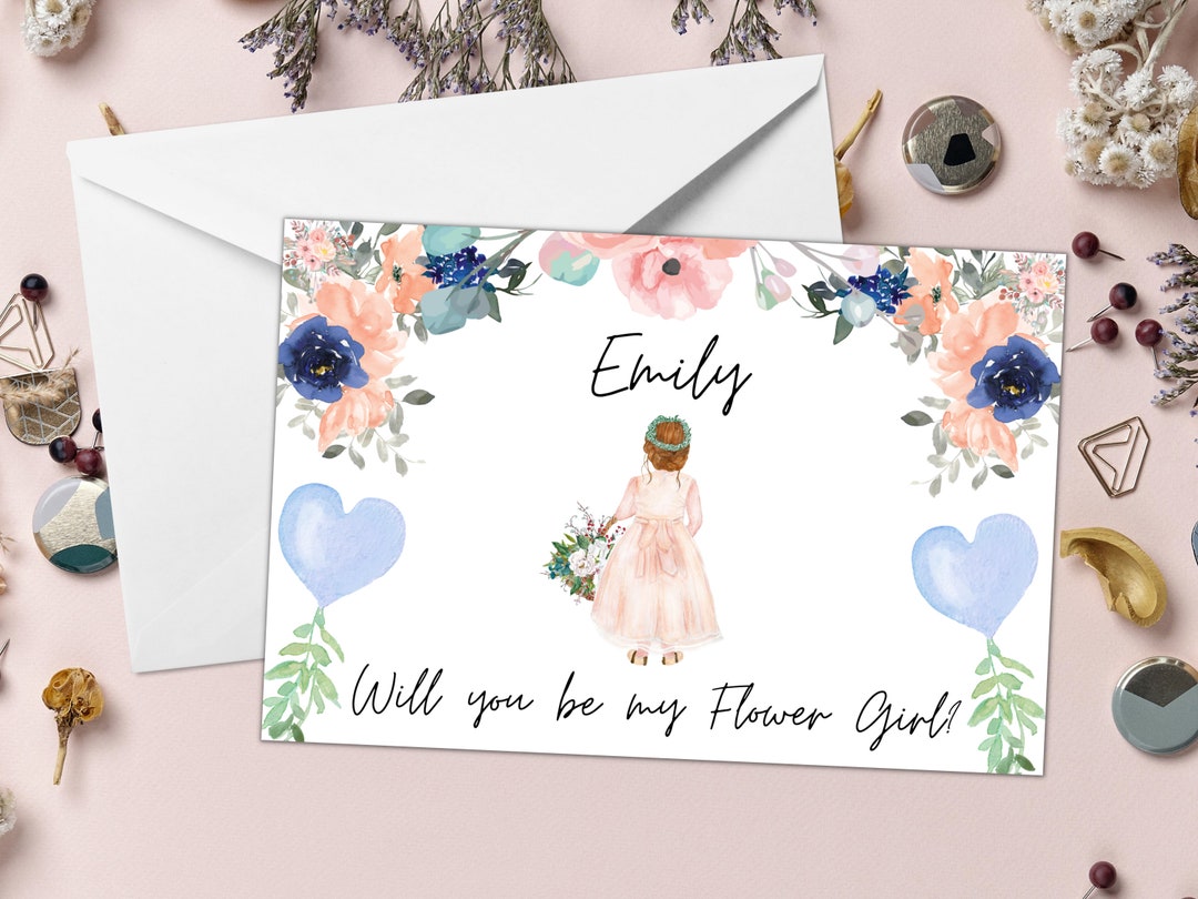 Personalised Flower Girl Card and Envelope/ Flower Girl Card/ Will You ...