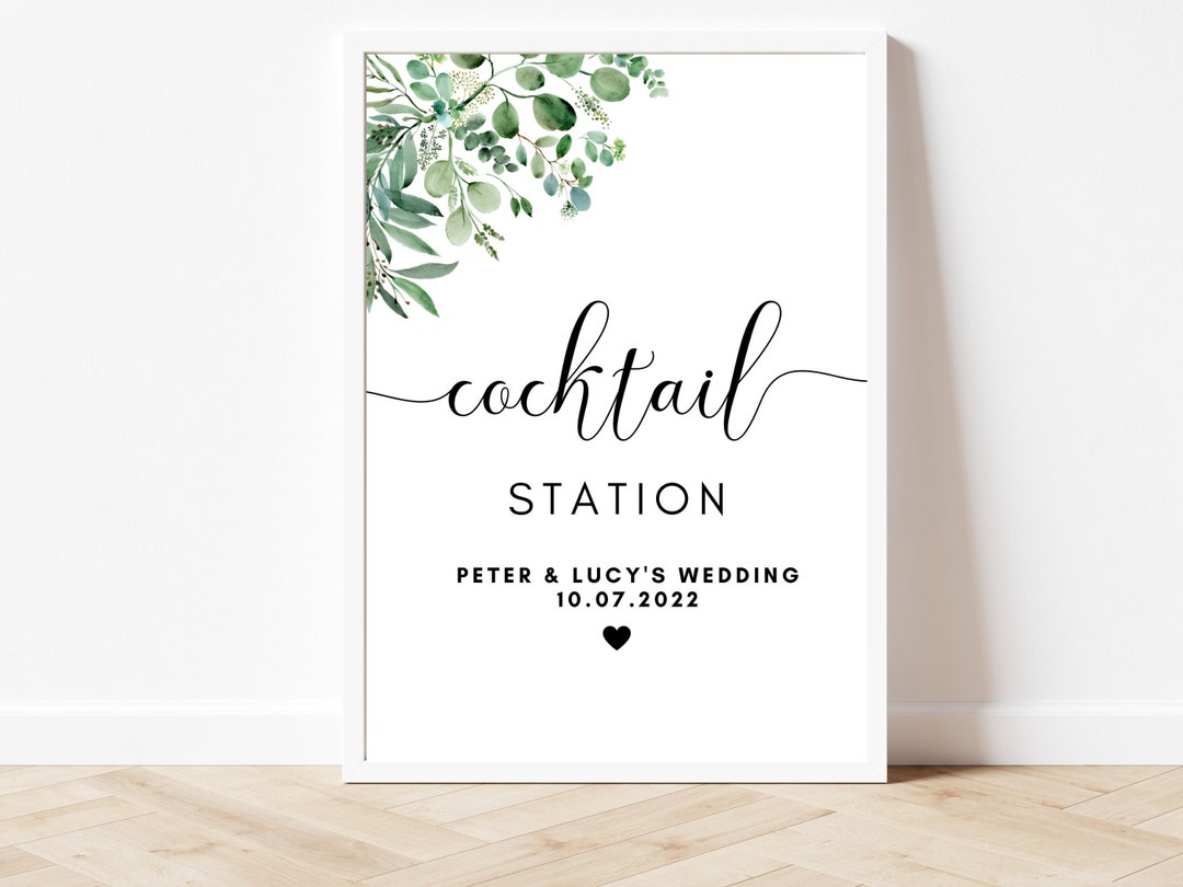 Cocktail Station Sign/ Personalised Wedding Reception Bar Drinks ...