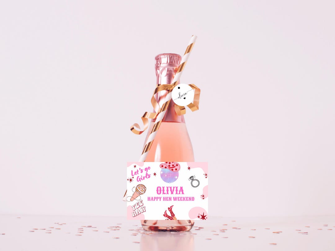 Happy Hen Weekend Mini Prosecco Bottle Label/ Last Rodeo Personalised ...