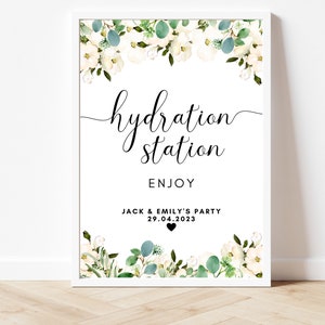 Editable Hydration Station Sign/ Greenery Floral Water Refreshments ...