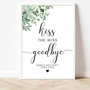 Miss to Mrs Sign/ Personalised Hen Party Poster/ Fun Bridal Shower ...