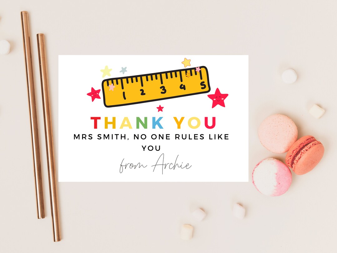 No One Rules Like You Do Teacher Card/ Personalised Pastel Rainbow Star ...