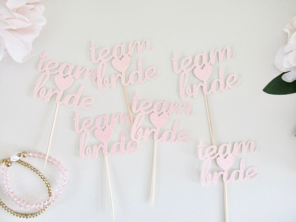 Rose Gold Glitter Team Bride Cupcake Toppers/ Rose Gold Bridal - Etsy UK