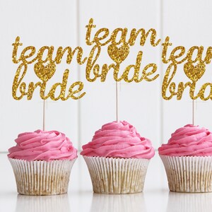 Rose Gold Glitter Team Bride Cupcake Toppers/ Rose Gold Bridal Shower ...