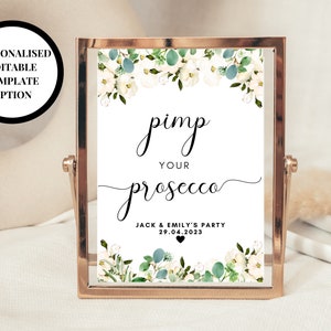 Editable Pimp Your Prosecco Sign/ Floral Wedding Drinks Bar Poster ...