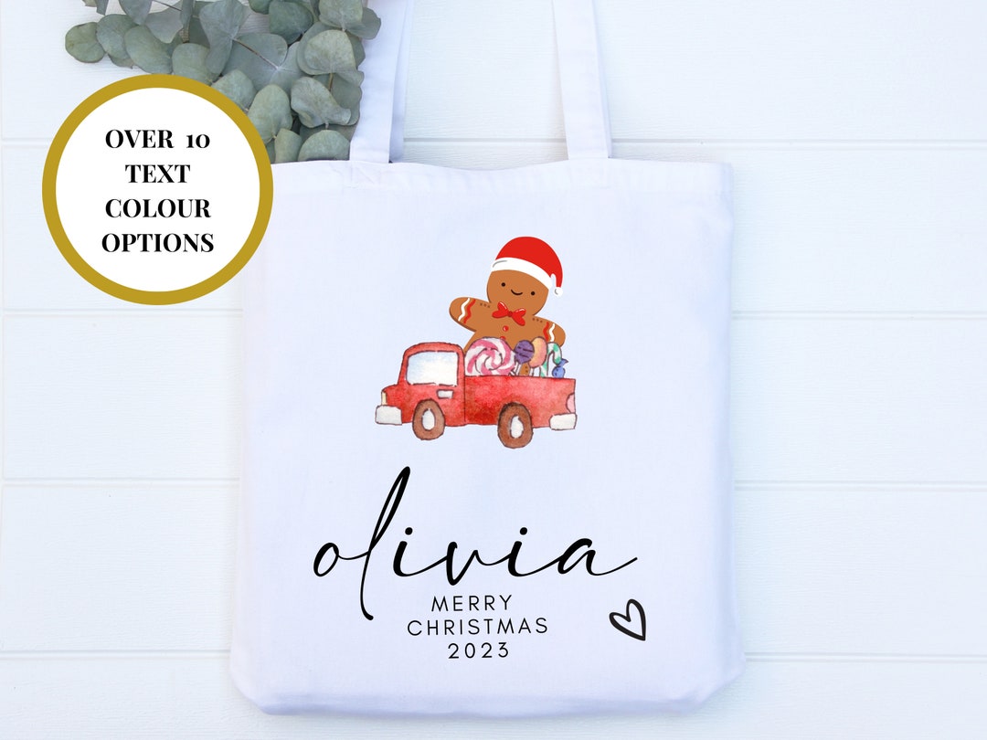 Personalised Gingerbread Christmas Tote Bag/ Stocking Filler Gift ...