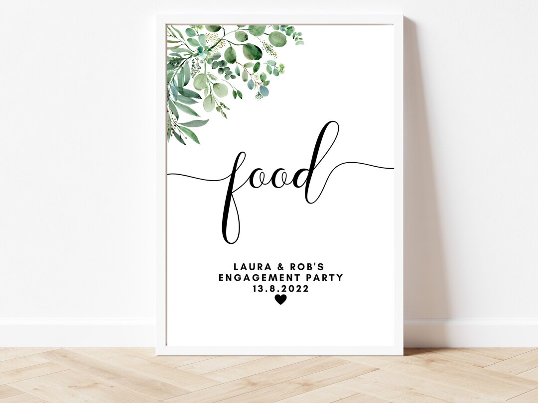 Engagement Food Sign/ Snacks Bar Poster Sign/ Engagement Party Food ...