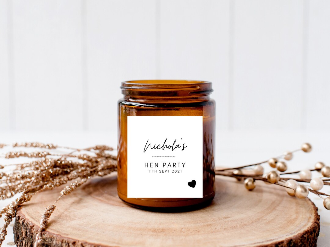 Personalised Hen Party Labels/ Printed Bridal Shower Candle Labels/ Hen ...