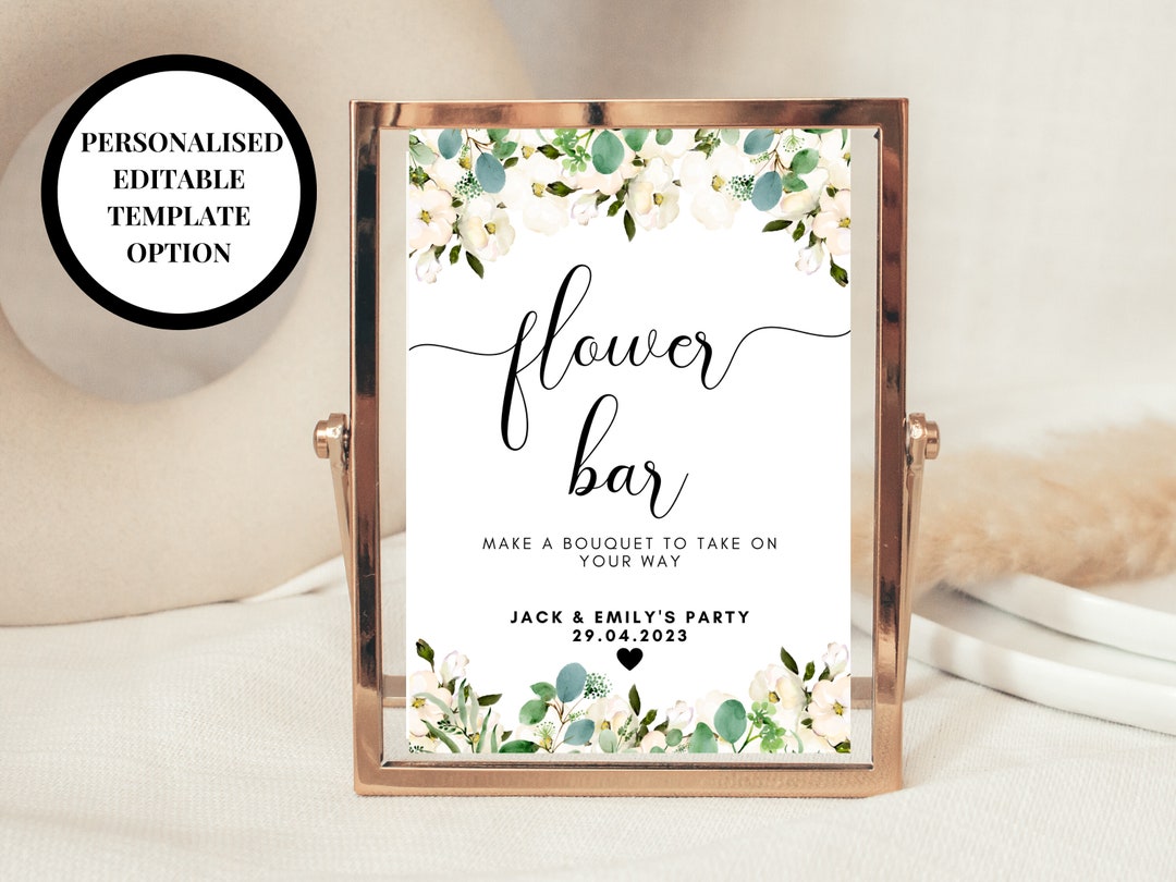 Editable Flower Bar Sign/ Greenery Floral Build Your Bouquet Ideas ...