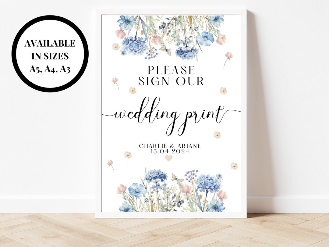 Please Sign Our Wedding Print Sign/ Blue Theme Party Poster/ Wedding ...