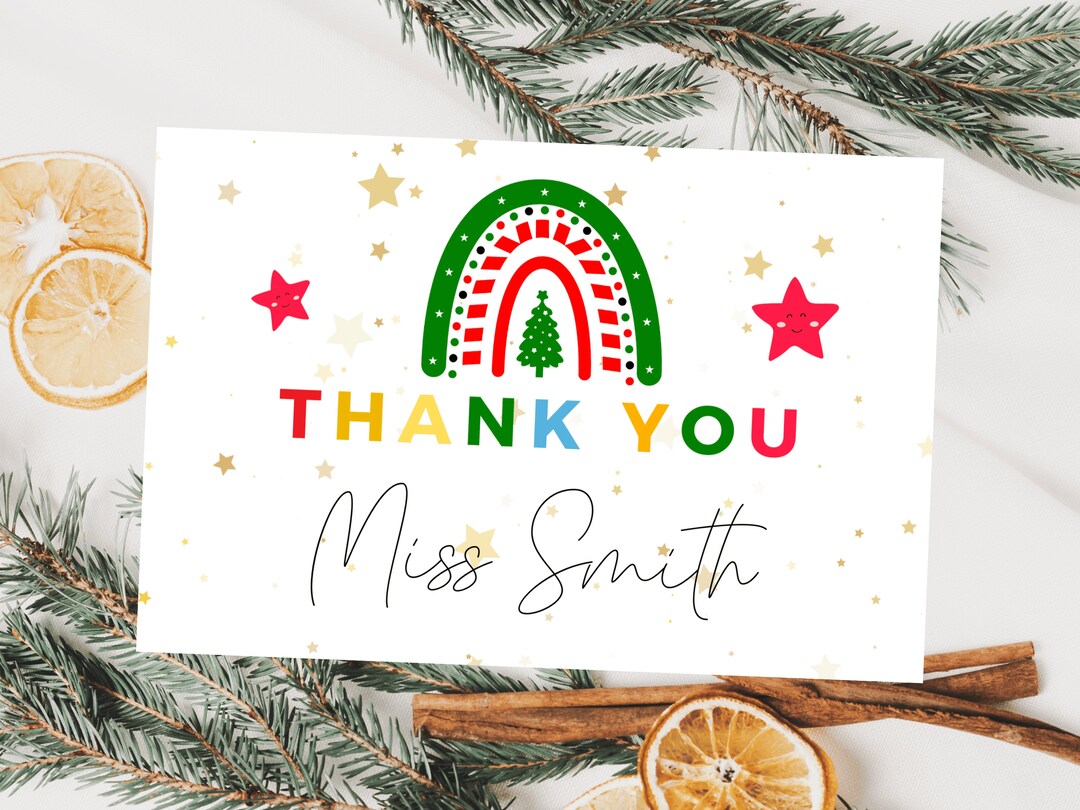 Personalised Teacher Thank You Merry Christmas Card/ Teacher ...