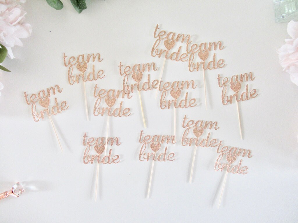 Rose Gold Glitter Team Bride Cupcake Toppers/ Rose Gold Bridal - Etsy UK