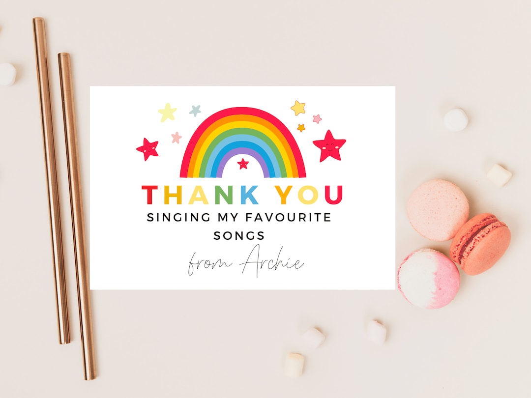 Thank You for Singing My Favourite Songs Card/ Personalised Pastel ...