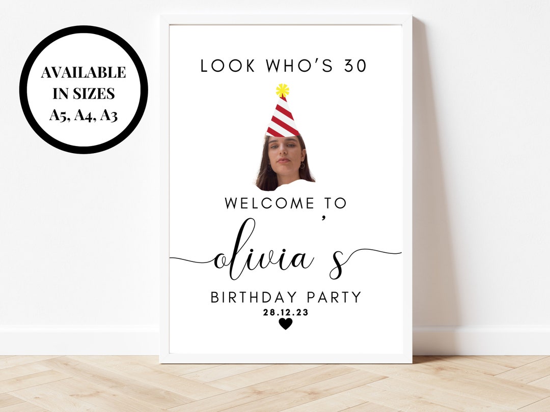 Personalised Photo Face Happy Birthday Printable Sign/ Funny Welcome ...
